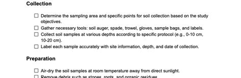 Soil Analysis Checklist