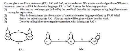 Solved You Are Given Two Finite Automata FA FA1 And FA2 Chegg Com