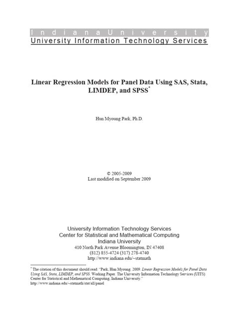 Linear Regression Models For Panel Data 230919 160651 Download