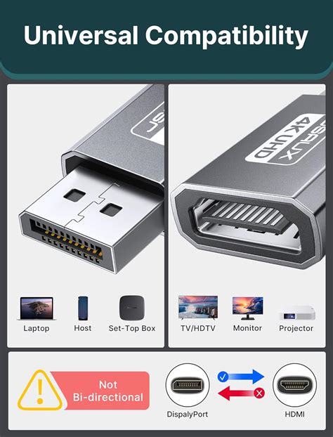 Jsaux Dv0004 4k Displayport To Hdmi Adapter 2pack Grey Era Tablet