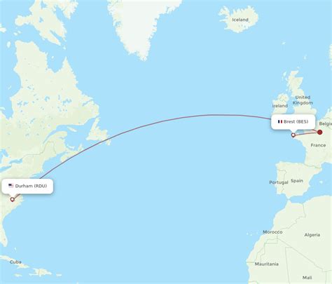 All Flight Routes From Brest To Raleighdurham Bes To Rdu Flight Routes