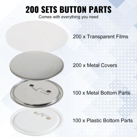 Mophorn Lot de 200 boutons à épingle de 75 mm de 7 6 cm pour machine à