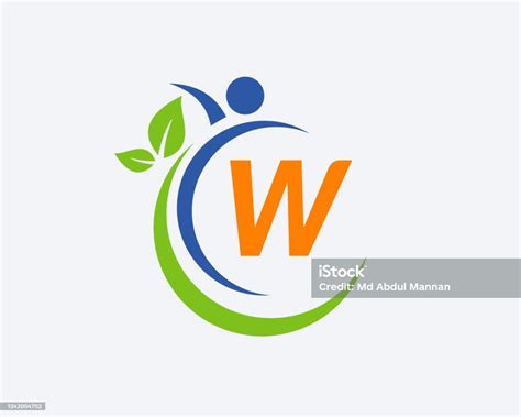 편지 W 편지 W 건강 관리 로고 템플릿에 인간의 건강 로고 의료 로고 템플릿 벡터 일러스트레이션 건강 진단에 대한 스톡 벡터