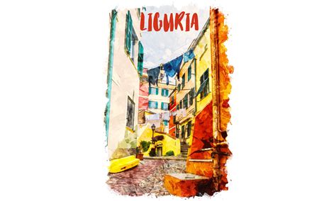 Liguria Europe Watercolor Poster Graphic By Poster Boutique · Creative