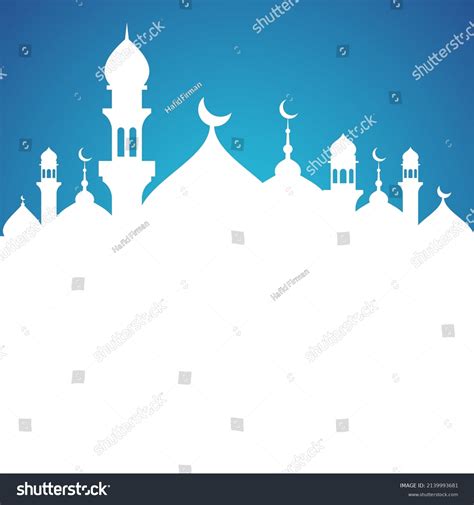 Simple Blue Islamic Background White Mosque Stock Vector Royalty Free