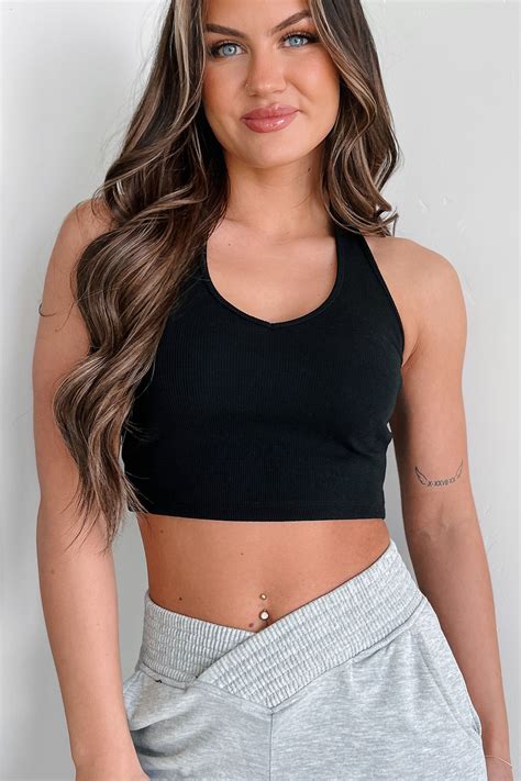 Alive And Well Ribbed Halter Crop Top Black · Nanamacs