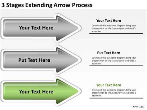ppt arrow 3 stages extending process powerpoint templates