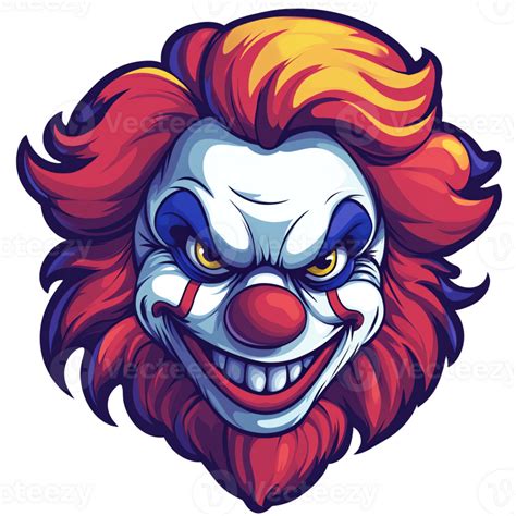 Evil Clown Face Red Hair Scary Grin 67047662 Png
