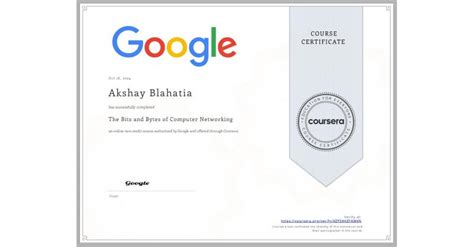 Akshay Blahatia On Linkedin Completion Certificate For The Bits And Bytes Of Computer Networking