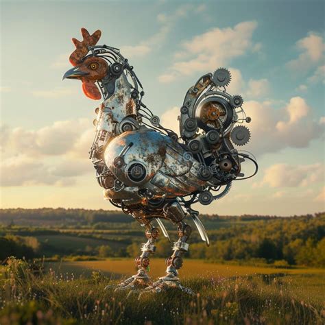 Create A Thought Provoking Image Of A Cleverly Constructed Chicken