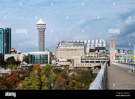 View Of CBSA Customs In Ontario Canada On The Rainbow Bridge From Niagara Falls New York USA