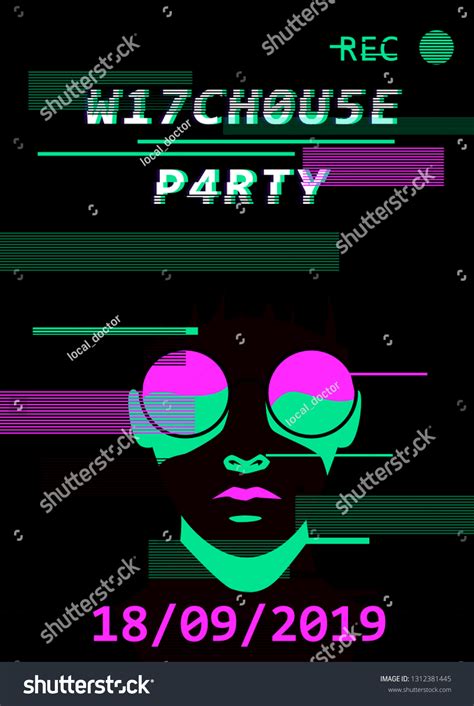 Cyberpunk Synthwave Style Poster Template For Royalty Free Stock