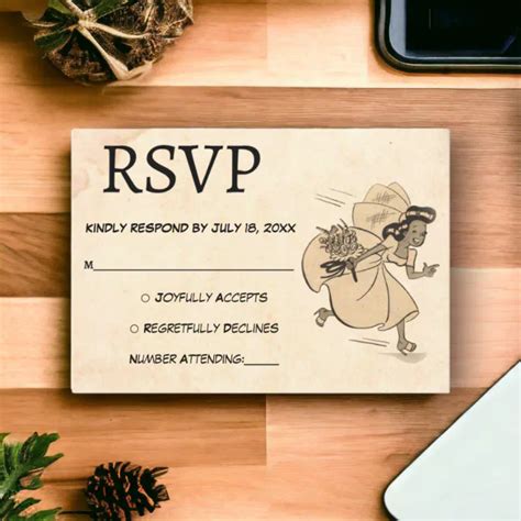 Vintage Retro Funny Bride Cartoon Rustic Wedding Rsvp Card Zazzle