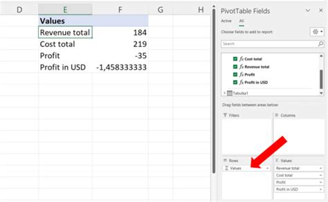Values Measures In An Excel Pivot Table Below Each Other Instead Of Next To Each Other