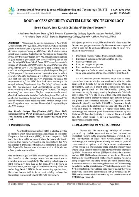pdf door access security system using nfc technology