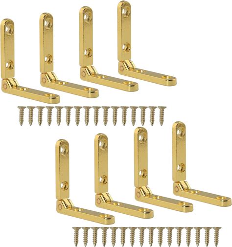 Dgbrsm 8pcs Gold Mini Hinges 90 Degree Jewelry Box Hinge Wood Box Mini