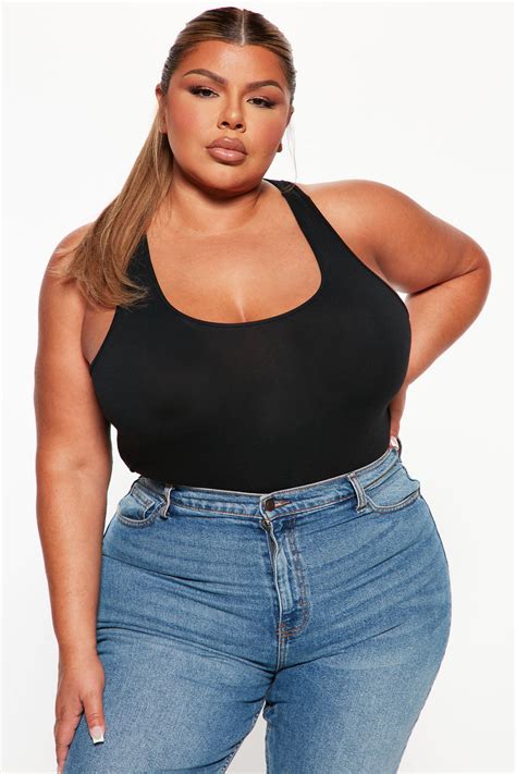 Davina Basic Tank Bodysuit Black Fashion Nova