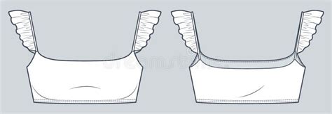 Crop Top Technical Fashion Illustration Ruffle Top Fashion Flat