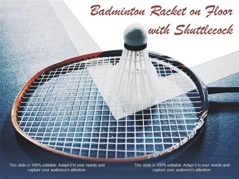 Badminton Racket On Floor With Shuttlecock Powerpoint Presentation