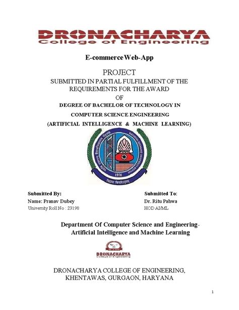 Pranav Project E Commerce Web App Project Submitted In Partial