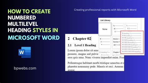 How To Create Numbered Multilevel Heading Styles In Microsoft Word Bpwebs
