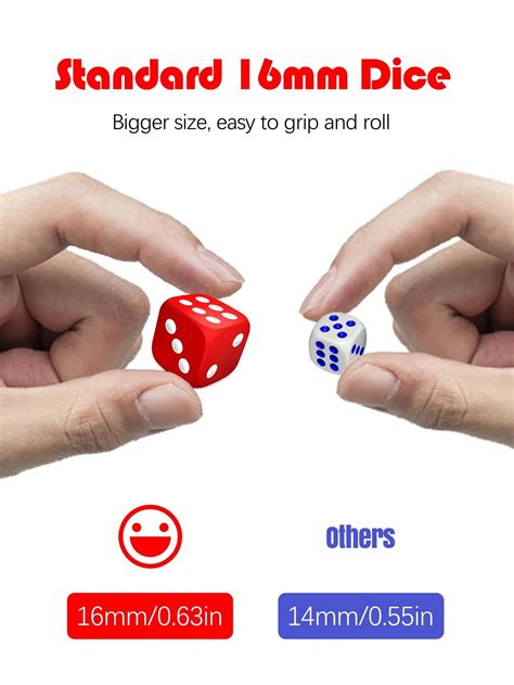 100pcs 16mm 6 Sided Dice Set 10 Colors Standard Game Dice Chess