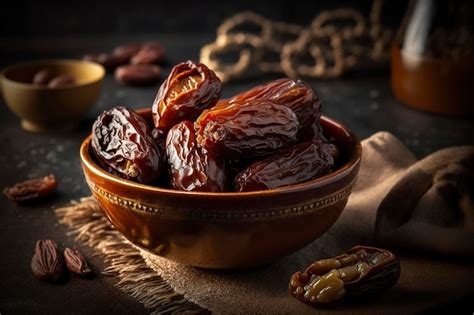 Premium Photo A Bowl Of Arabic Dates Creative Ai