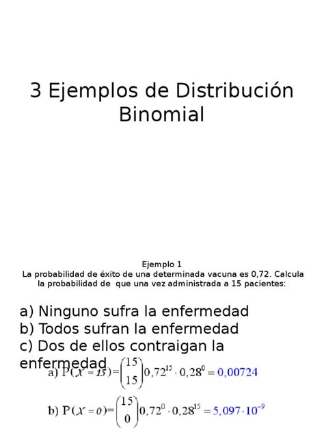 3 Ejemplos De Distribución Binomial Pdf Ciencia Y Matemáticas