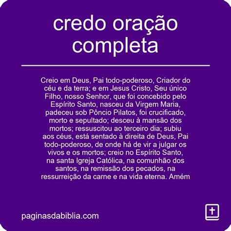 Credo Oração Completa E Poderosa Páginas Da Bíblia Pdb