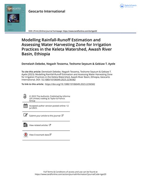 Pdf Modelling Rainfall Runoff Estimation And Assessing Water Harvesting Zone For Irrigation