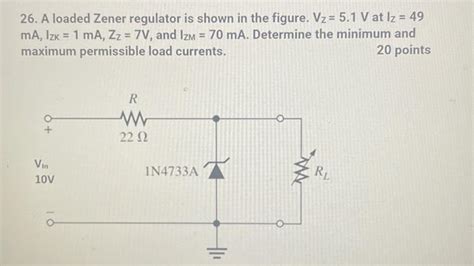 Solved 26 A Loaded Zener Regulator Is Shown In The Figure Chegg