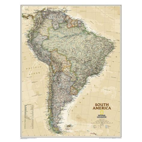 National Geographic Mapa Estilo Antigo Da América Do Sul