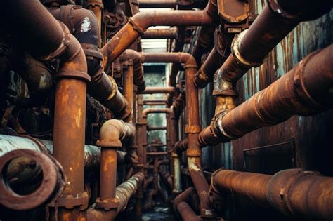 Premium Photo Robust Stack Of Rusty Orange Pipes Generate Ai