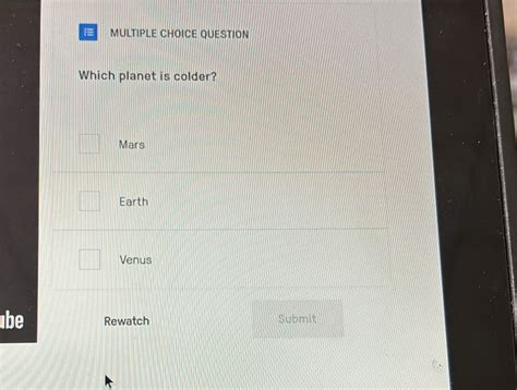 Solved Multiple Choice Question Which Planet Is Colder Mars Earth