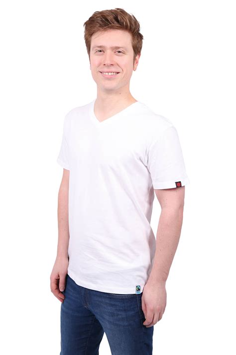 Unisex White V Neck T Shirt Organic Fairtrade Etiko Shop