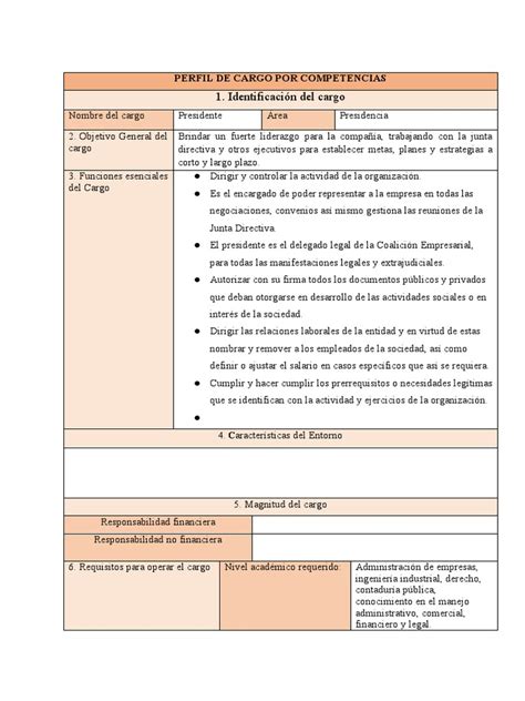 Descripcion De Cargo Ejemplos