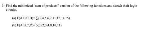 solved 3 find the minimized sum of products version of