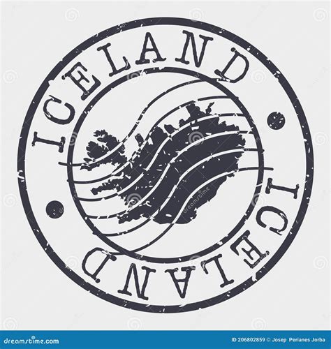 Iceland Europe Stamp Postal Map Silhouette Seal Passport Round Design