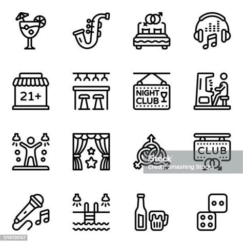 夜總會元素固體圖示包向量圖形及更多唱圖片 唱 固體 圖標集 Istock