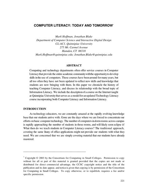 pdf computer literacy today and tomorrow