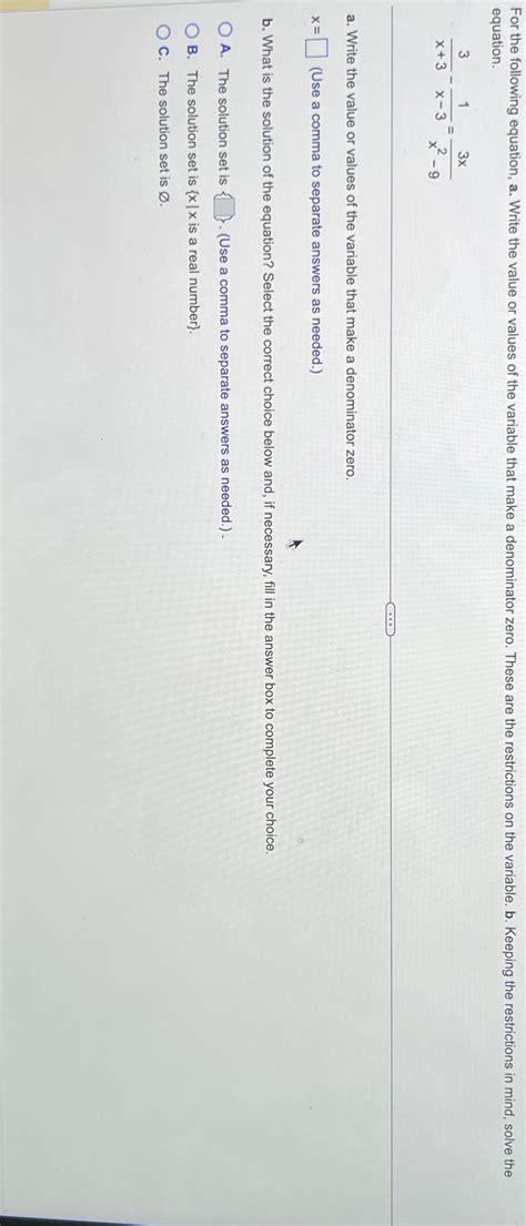 Solved For The Following Equation A Write The Value Or Chegg