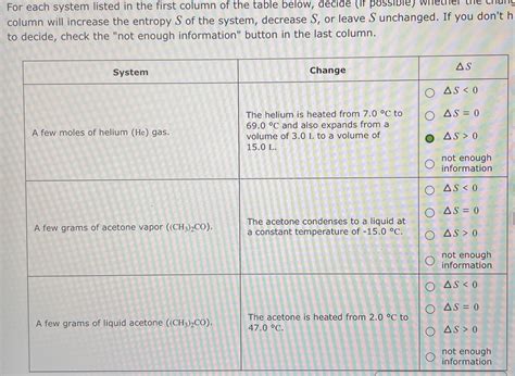 Solved For Each System Listed In The First Column Of The
