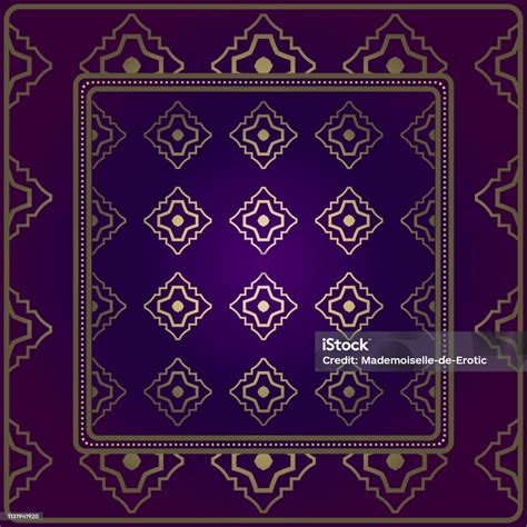 빈티지 기하학적 패턴입니다 두건 숄 식탁보 패브릭 프린트 디자인 벡터 일러스트입니다 호화 스러운 보라색 골드 컬러 0명에 대한