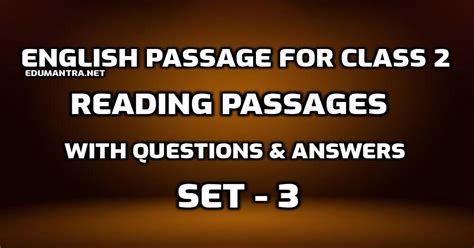 Reading Comprehension Class 2 Archives Edumantra