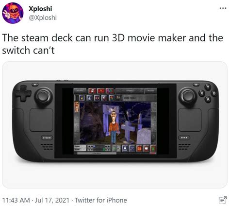 The Steam Deck Can Run 3D Movie Maker And The Switch Cant Steam Deck Vs Nintendo Switch