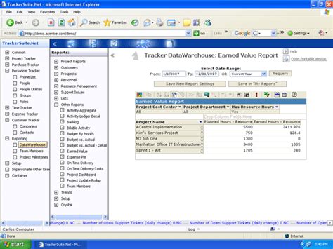 Project Earned Value Report Tracker Data Warehouse