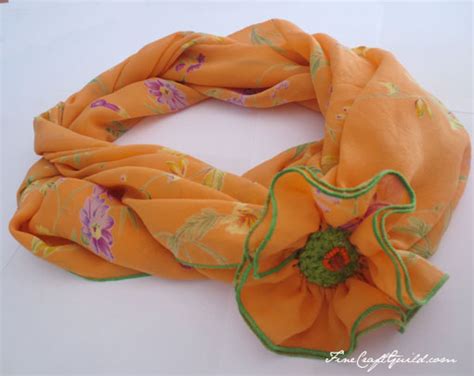 Silk Infinity Scarf Pattern With Flower