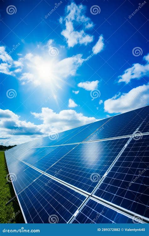 Solar Panel With The Sun Shining Over It And Grassy Field Generative
