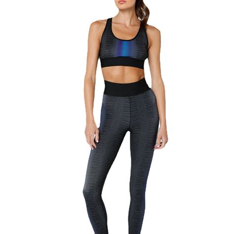 Women Active Wear U Neck Back Hollow Out Bra Gradient High Waist Tummy