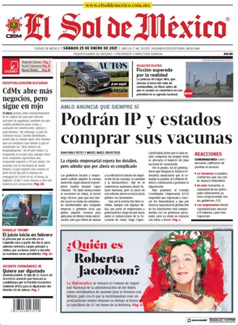 Periódico El Sol de México México Periódicos de México Edición de